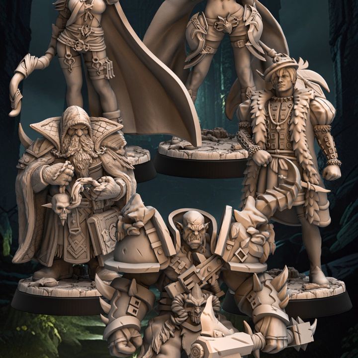 3D Printable PRE-SUPPORTED Tiamnat Slayer Team - 32mm - DnD by RN Estudio